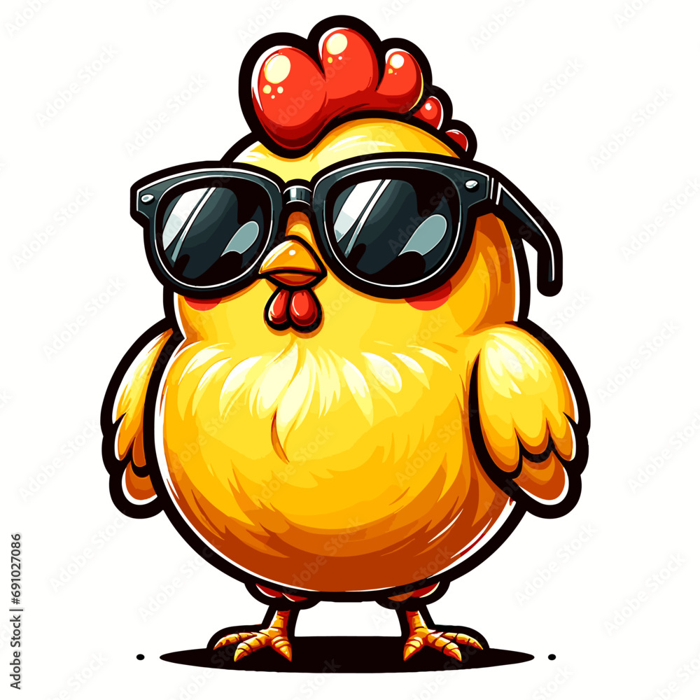 funny chicken with sunglasses Stock Vector | Adobe Stock