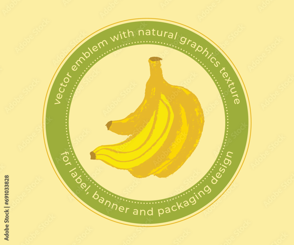Eye-catching design with colorful bananas emblem. Isolated banana sign ...