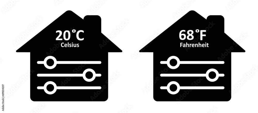 Stockvector Switch slider. Controlling home heating temperature with ...