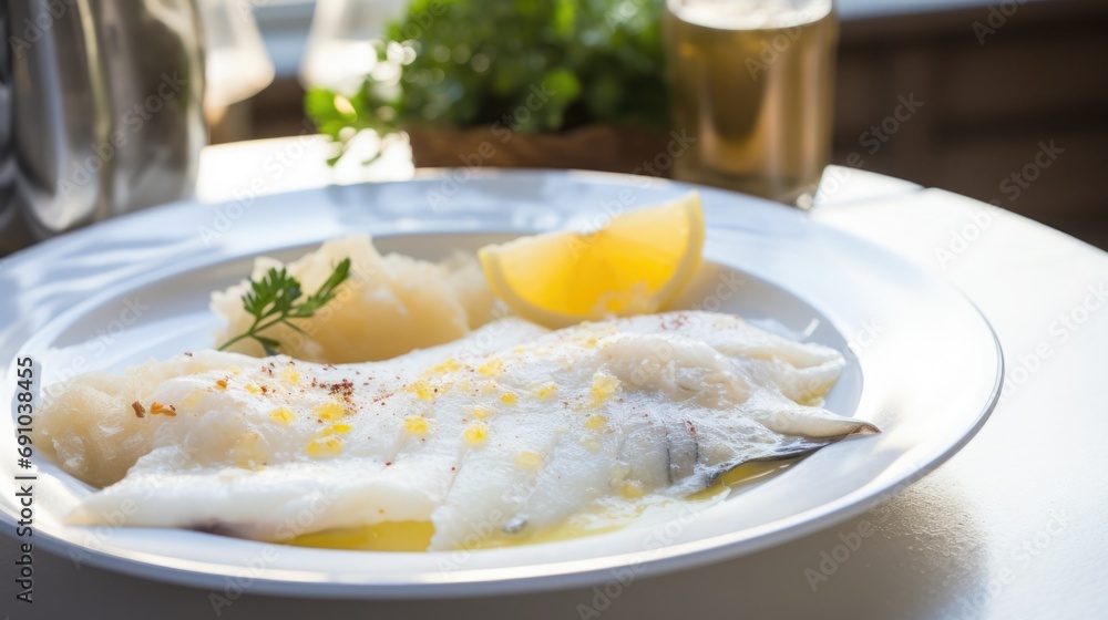 Lutefisk - Traditional Norwegian dish of dried fish rehydrated, on a ...