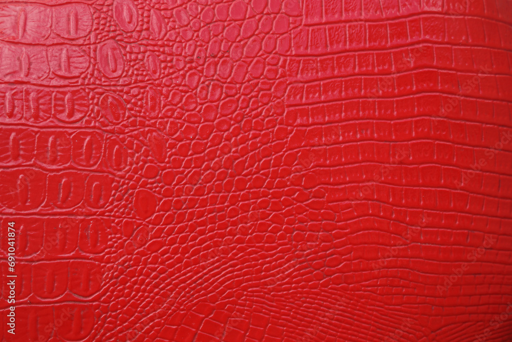 red crocodile skin artificial leather with waves and folds on PVC base ...