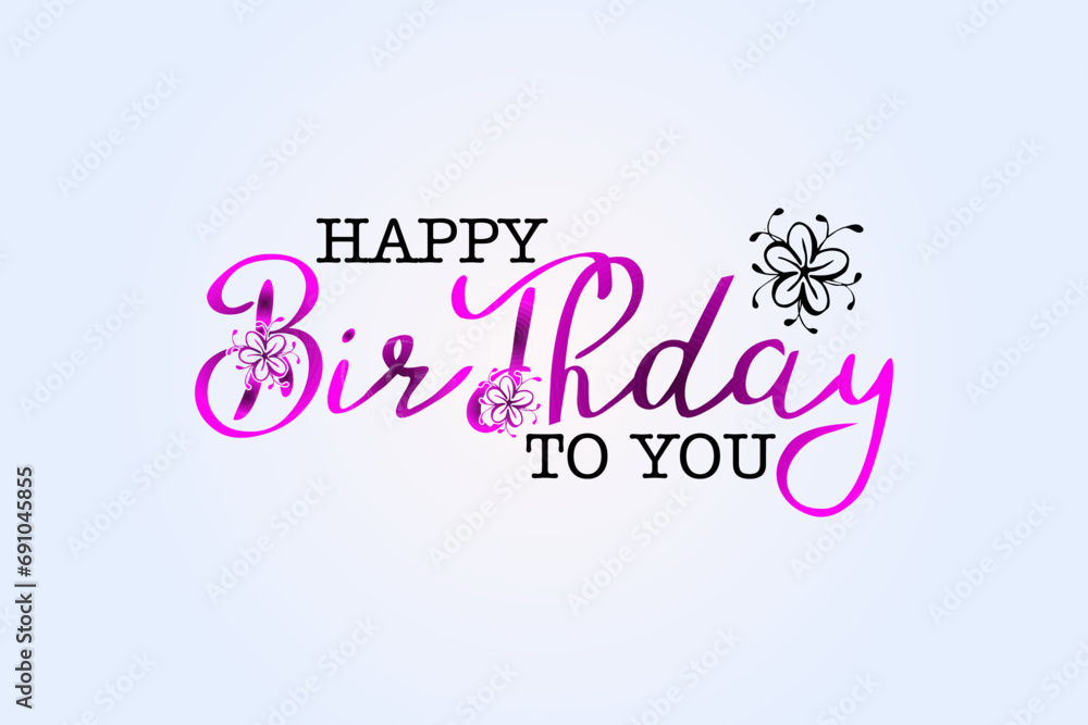 Happy birthday handwritten pink text lettering on white background ...