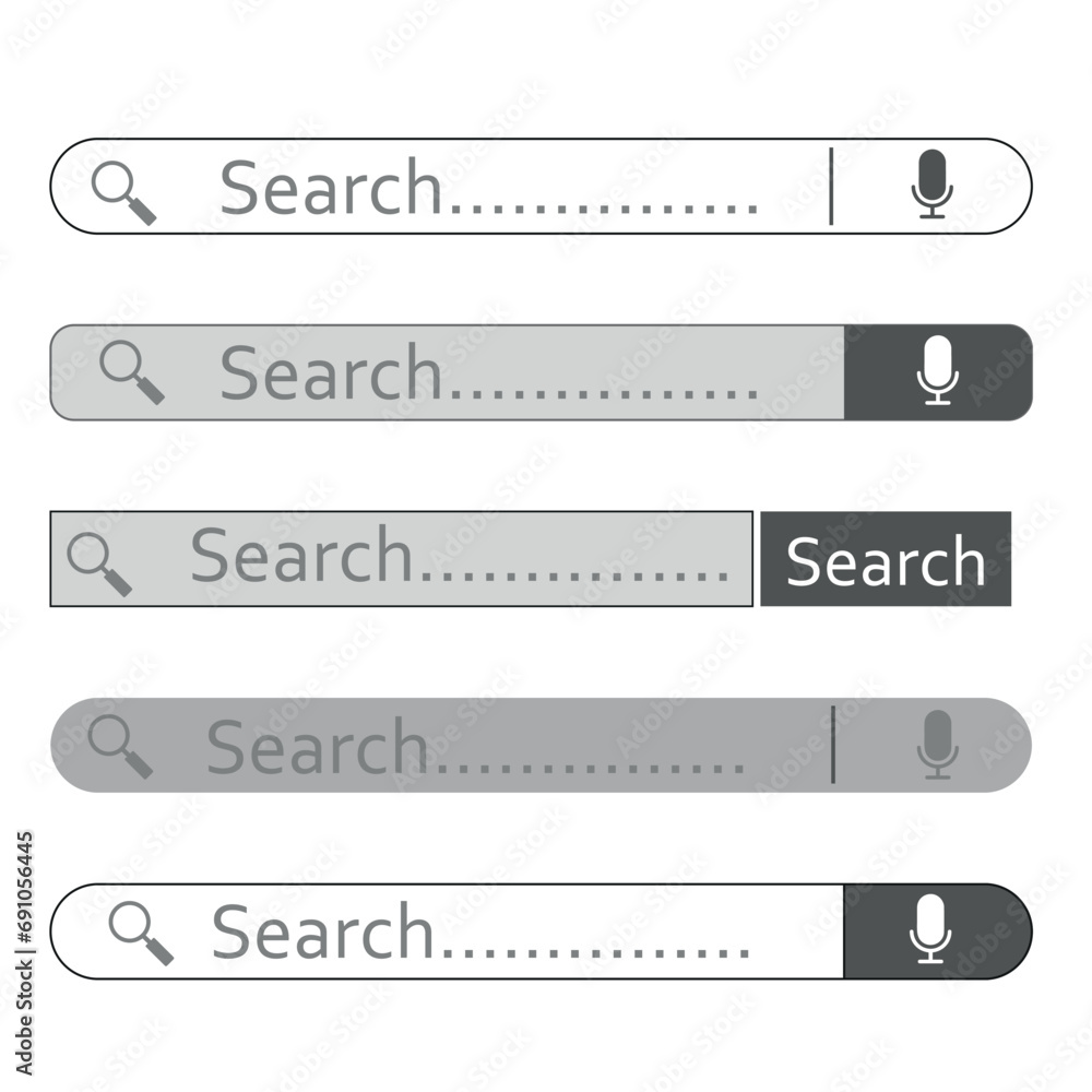 Set www search bar icons. Vector illustration isolated on white ...