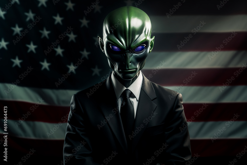Playful illustration: A green alien confidently serves as the President ...