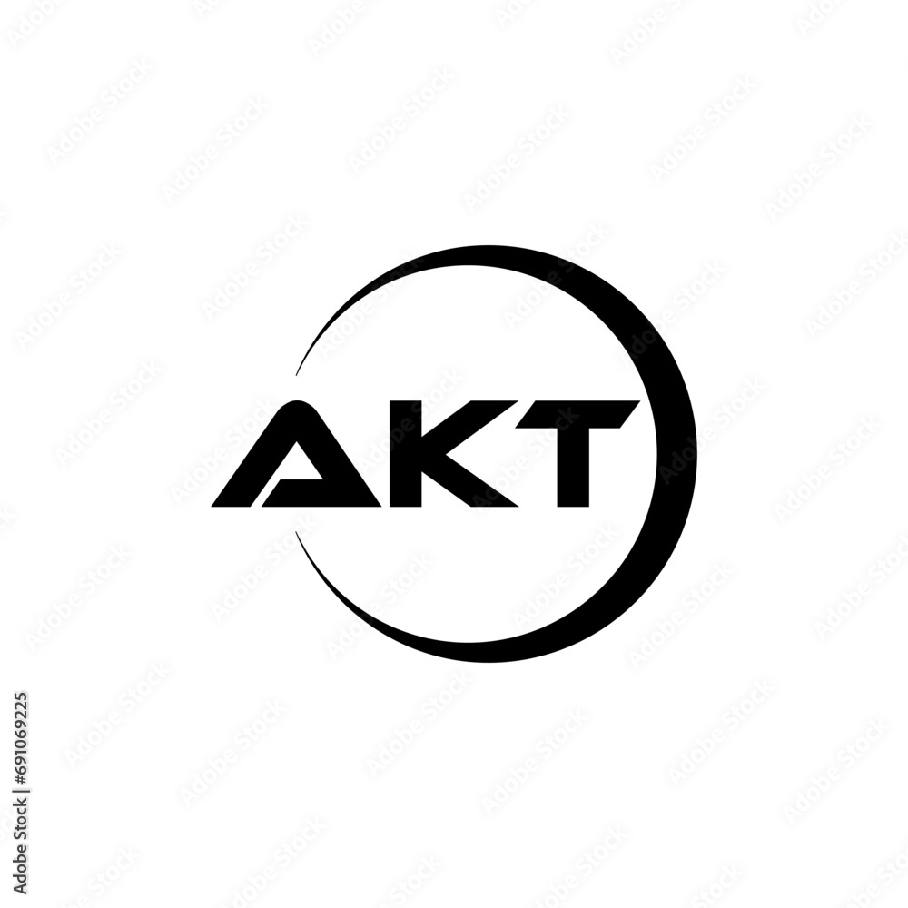 AKT letter logo design with white background in illustrator, cube logo ...