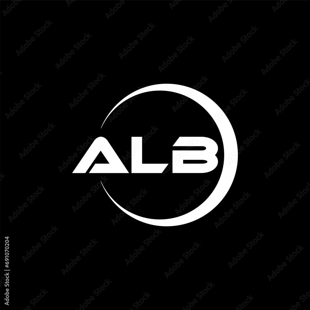 ALB letter logo design with black background in illustrator, cube logo ...