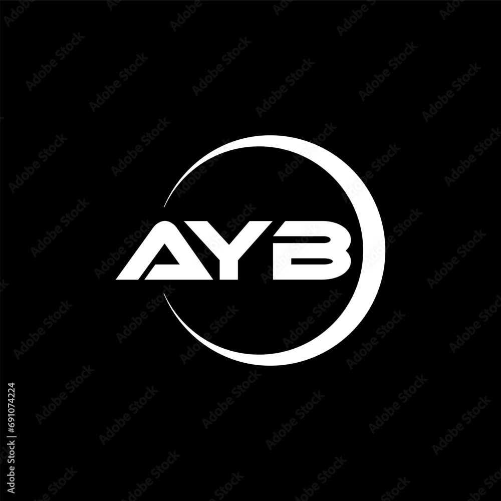 AYB letter logo design with black background in illustrator, cube logo ...