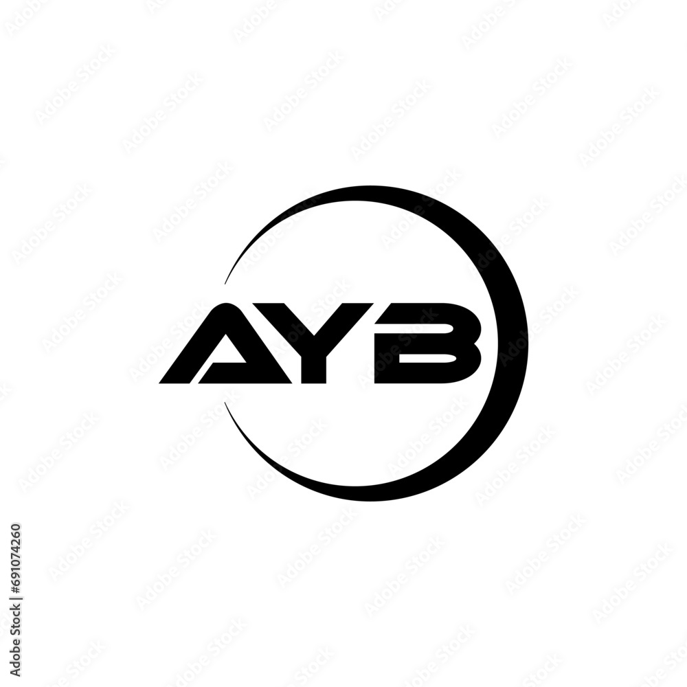 AYB letter logo design with white background in illustrator, cube logo ...