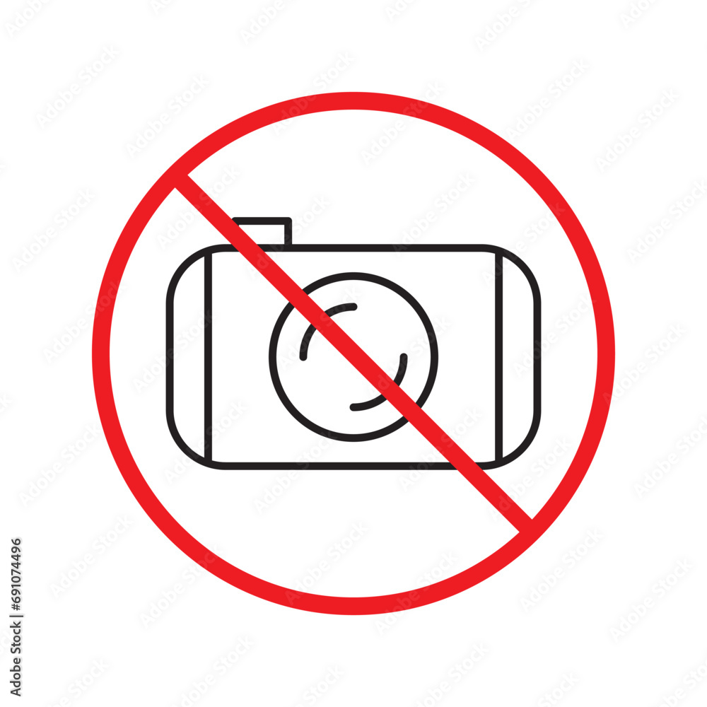 Prohibited camera vector icon. No photo camera icon. Forbidden video ...