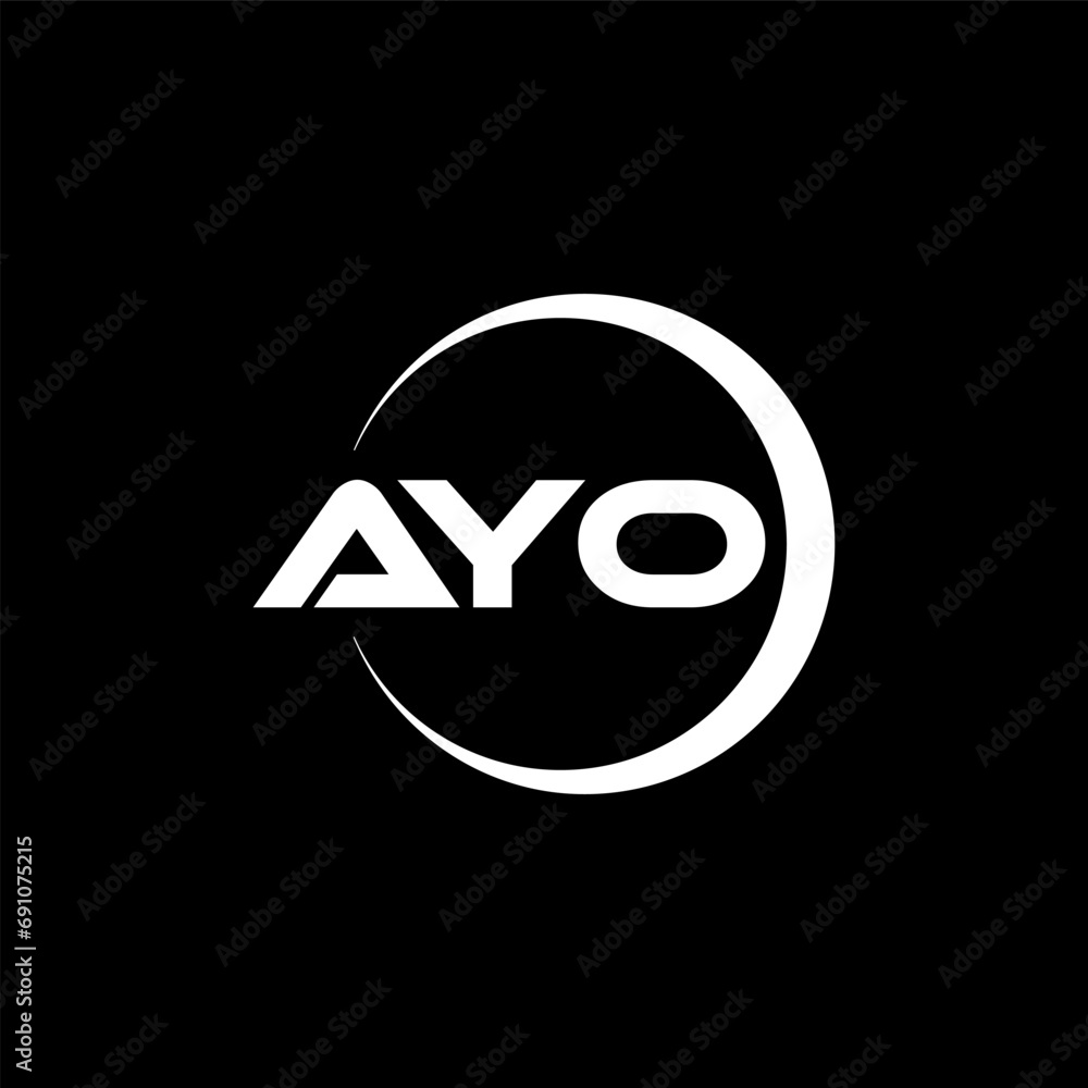 AYO letter logo design with black background in illustrator, cube logo ...