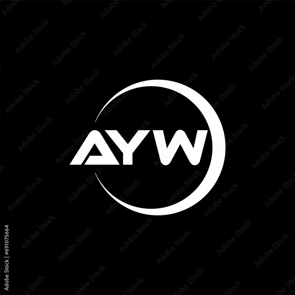 AYW letter logo design with black background in illustrator, cube logo ...