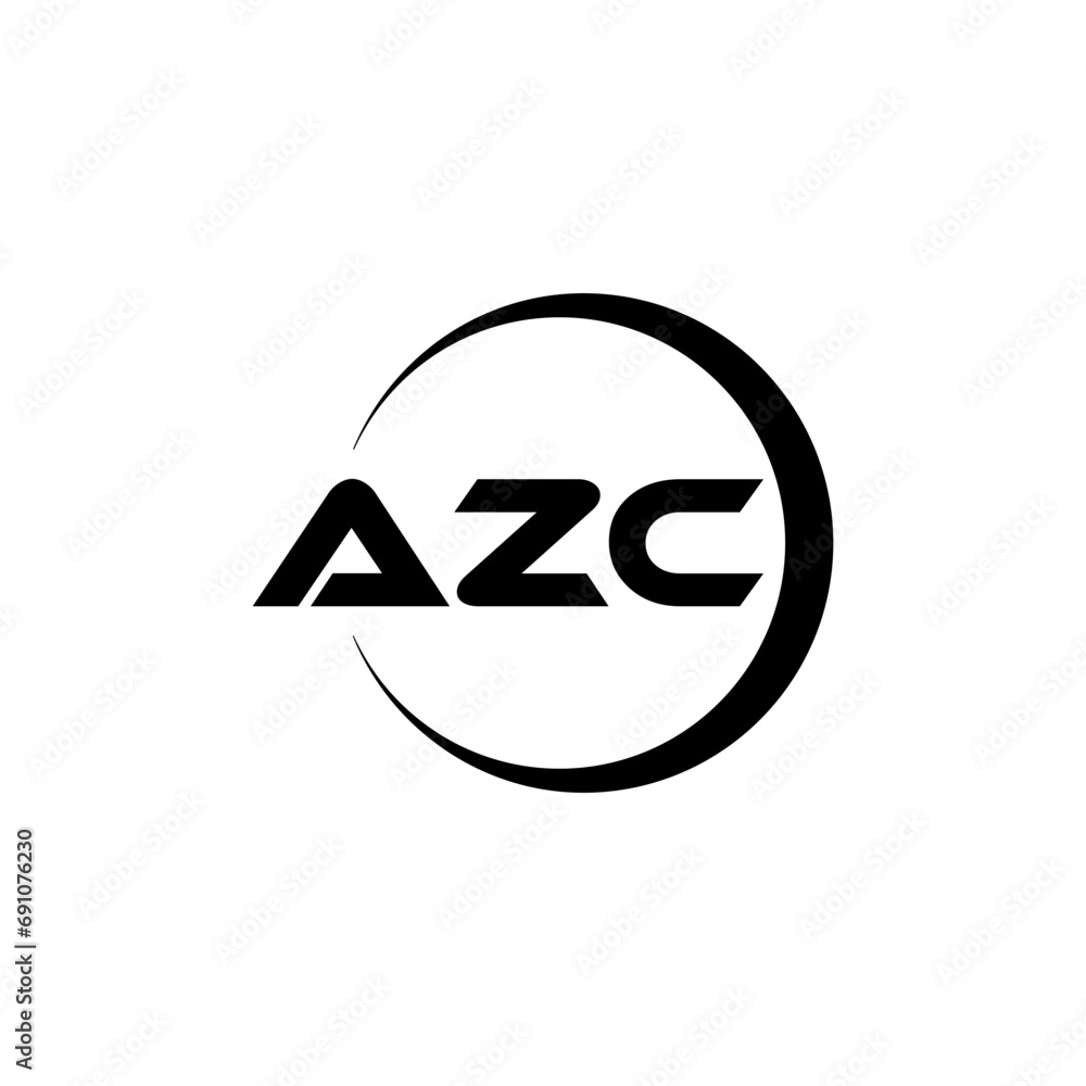 AZC letter logo design with white background in illustrator, cube logo ...