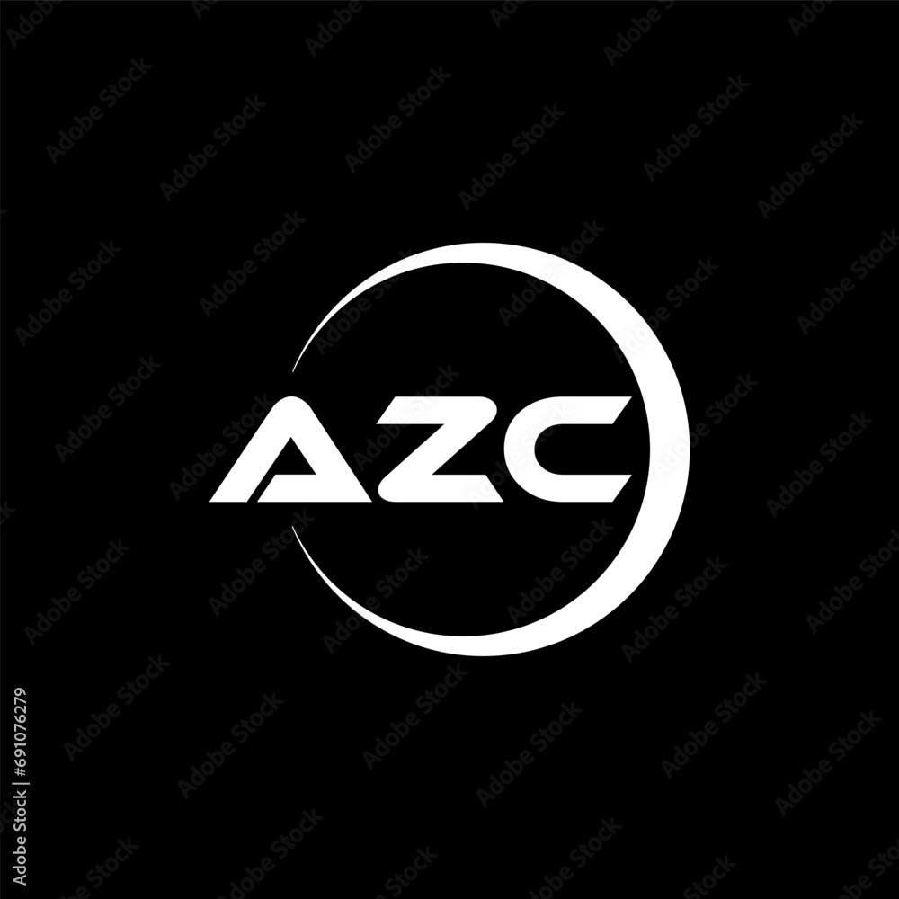 AZC letter logo design with black background in illustrator, cube logo ...