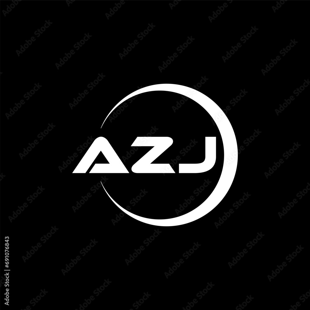 AZJ letter logo design with black background in illustrator, cube logo ...