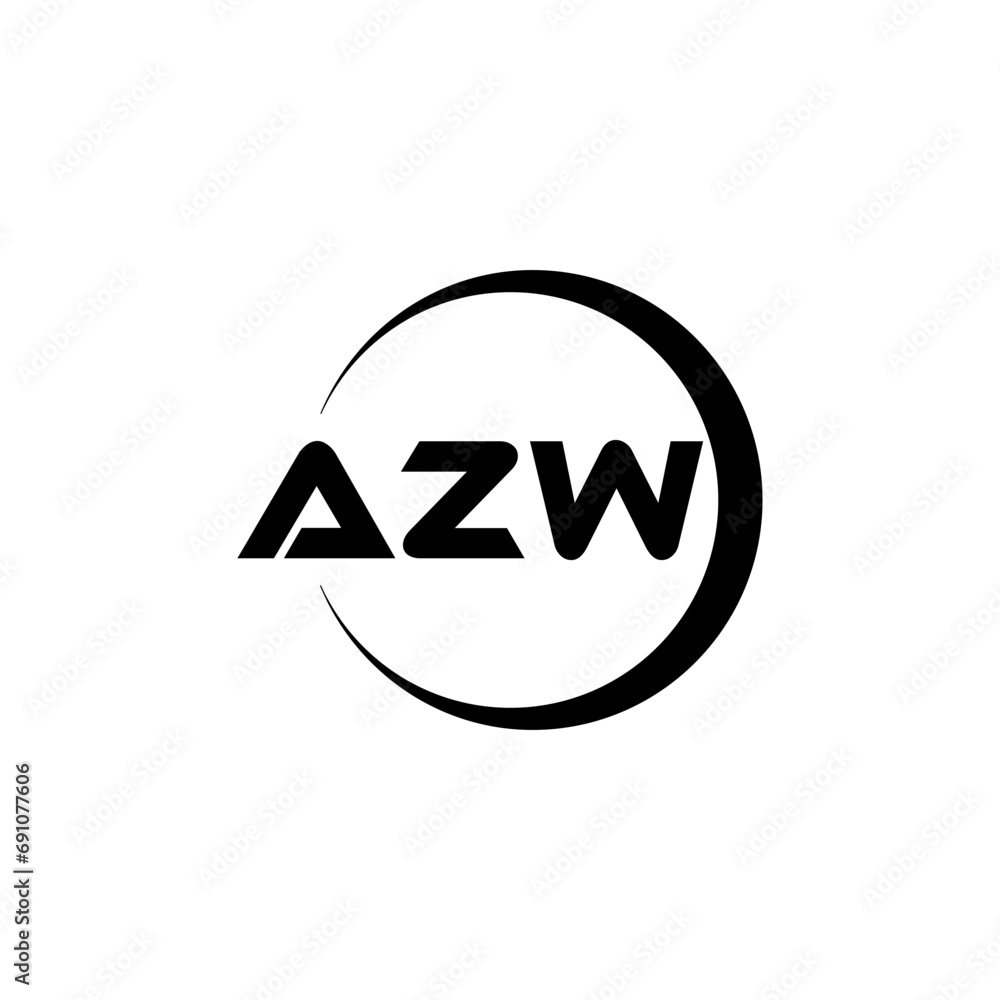 AZW letter logo design with white background in illustrator, cube logo ...