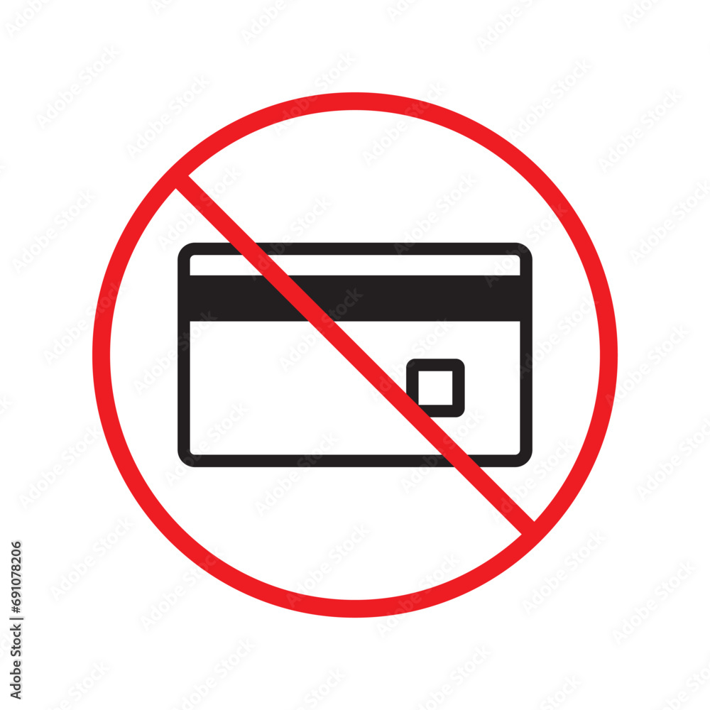 No credit card icon. Prohibited credit card vector icon. Forbidden ...