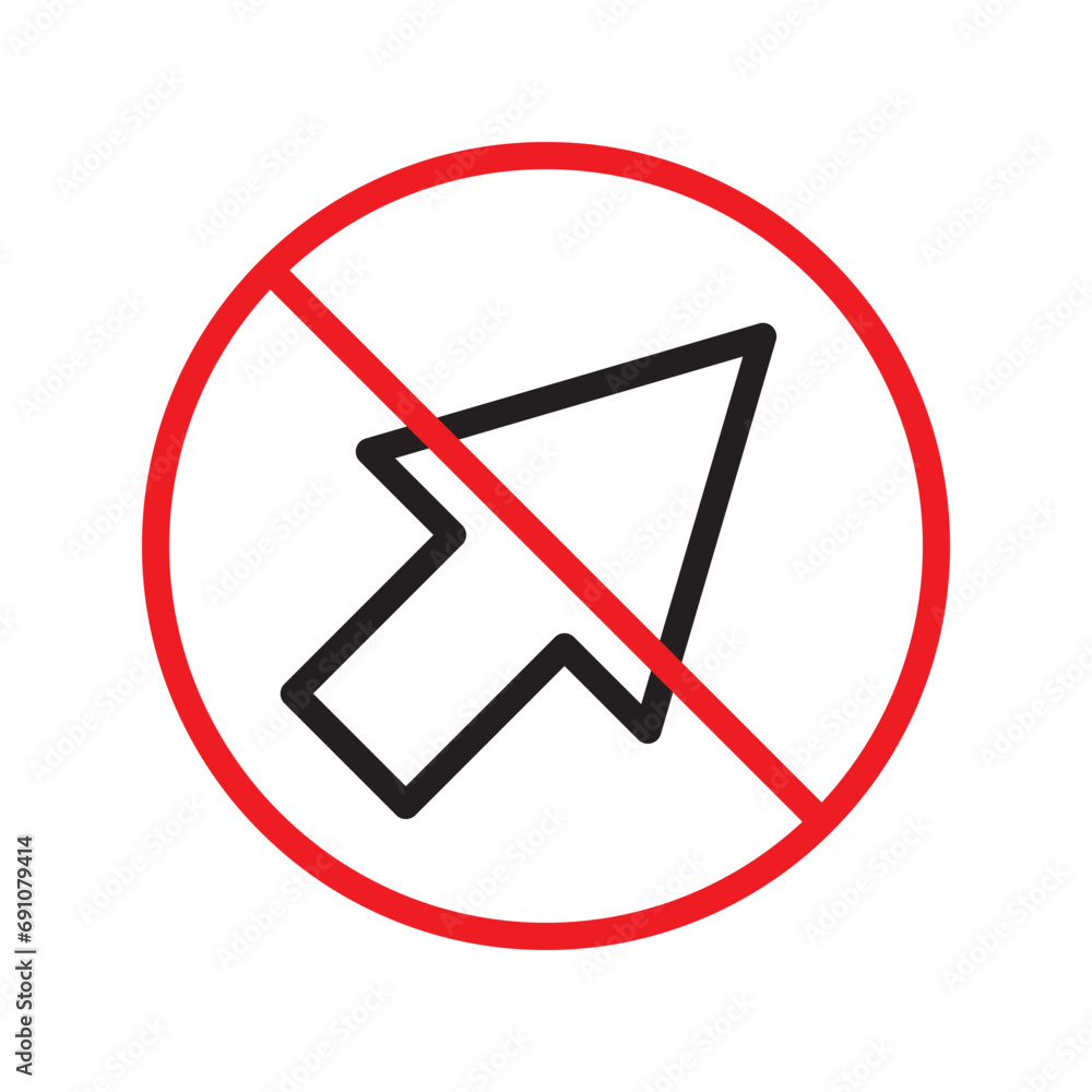 Forbidden cursor icon. Prohibited arrow vector icon. No cursor symbol ...