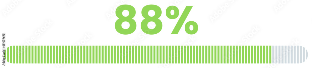 88% Loading. 88% progress bar Infographics vector, 88 Percentage ready ...