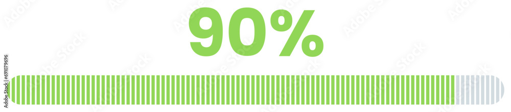 90% Loading. 90% progress bar Infographics vector, 90 Percentage ready ...