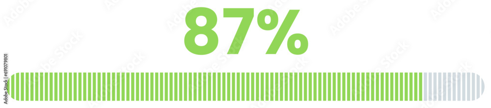 87% Loading. 87% progress bar Infographics vector, 87 Percentage ready ...
