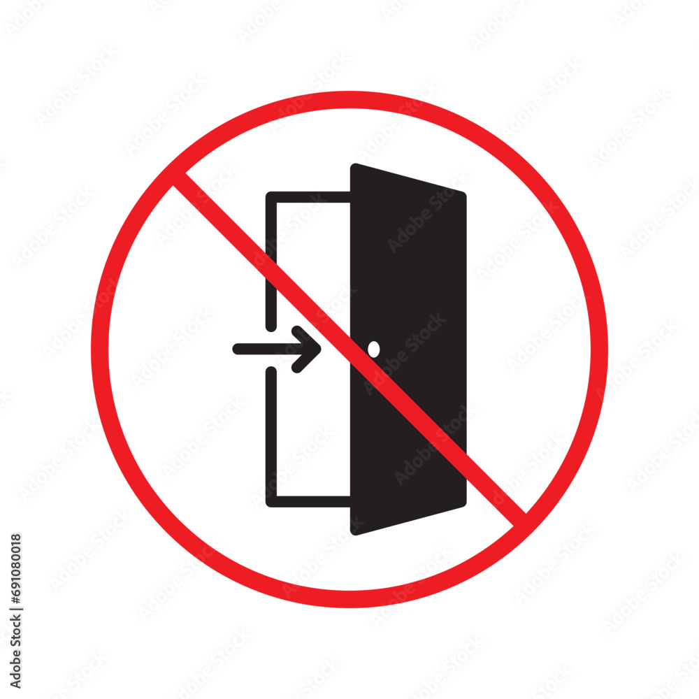 Prohibited exit vector icon. No entry icon. Forbidden door exit icon ...