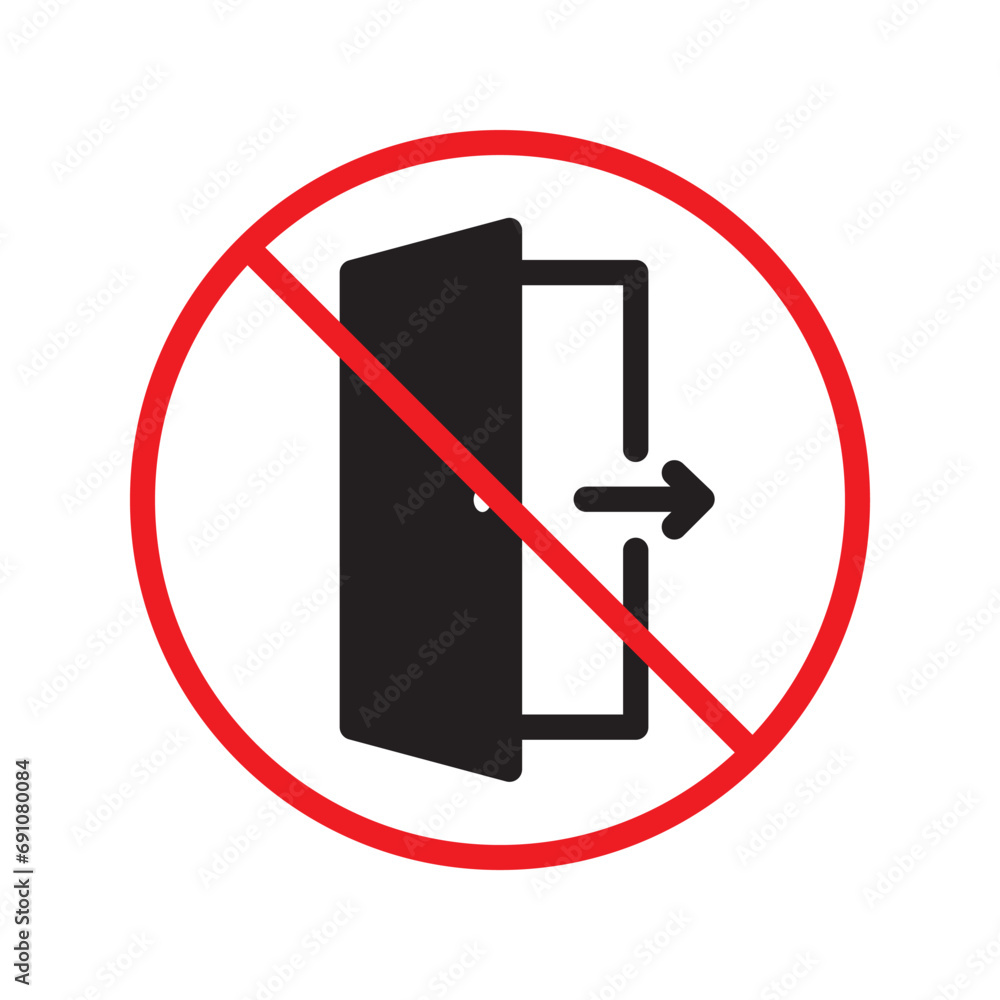Prohibited exit vector icon. No entry icon. Forbidden door exit icon ...