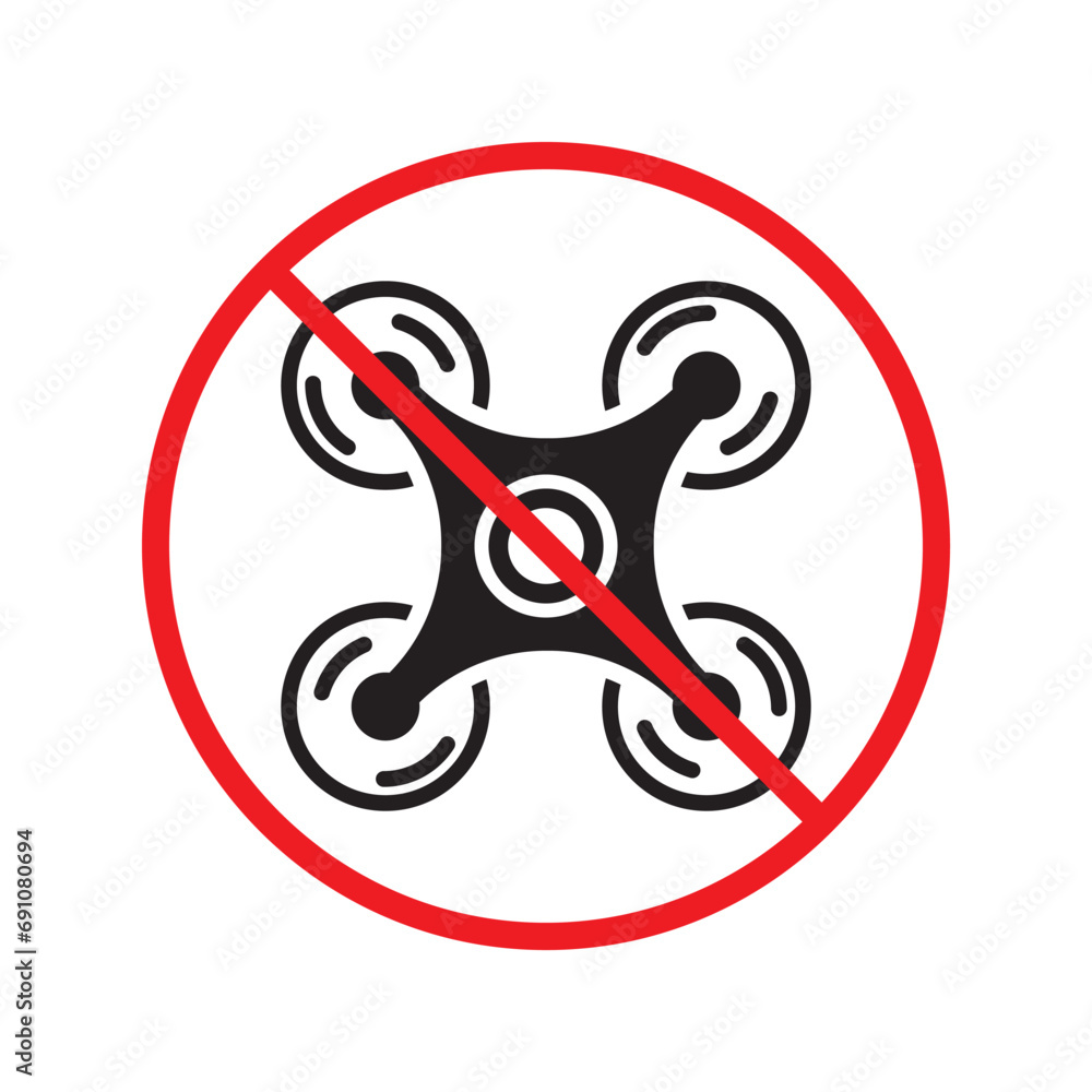 Vetor do Stock: Prohibited drone vector icon. No flying drone icon ...