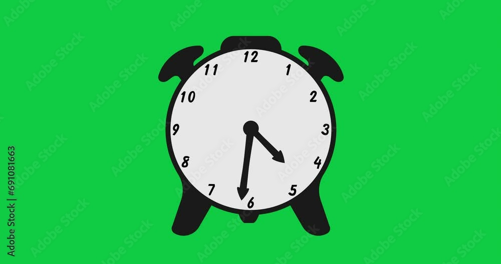 12 Hours Clock. Retro Table Alarm Clock 4K High Quality Green Screen ...