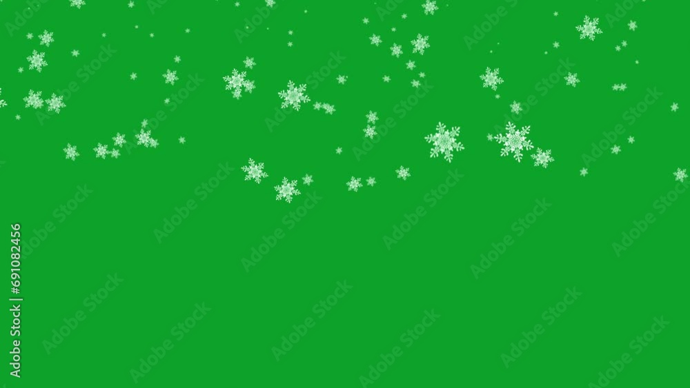 Snow falling down slowly 4K animation on Green screen. Christmas ...