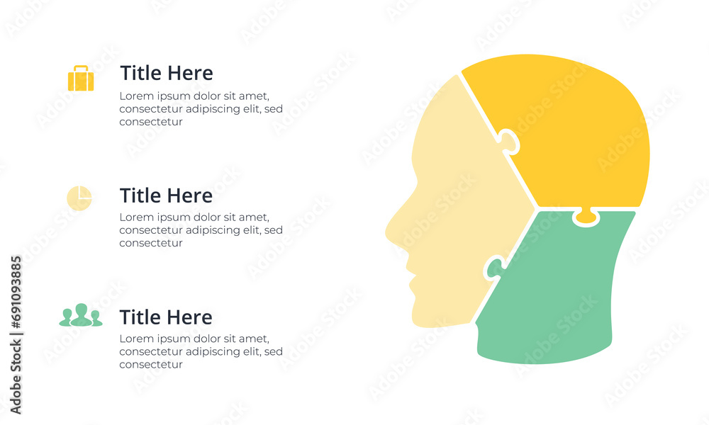 Three steps puzzle diagram infographic. Business, idea, flow concept ...