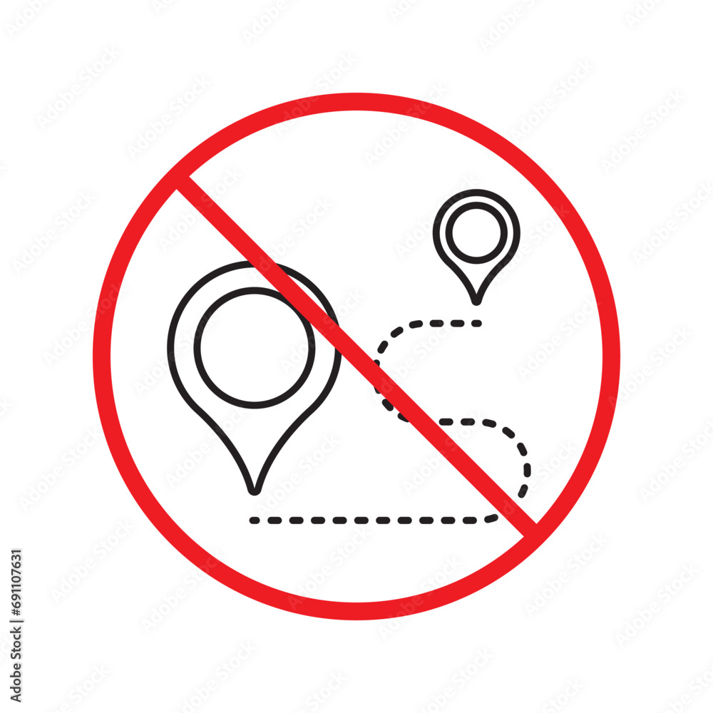 No location icon. Forbidden geolocation icon. No navigation vector ...