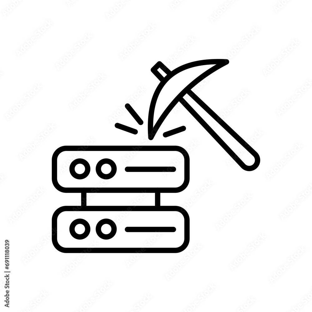data mining icon. big database cloud server or data center mining logo ...
