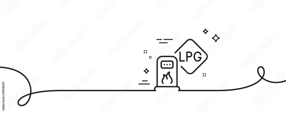 Gas station line icon. Continuous one line with curl. Filling station ...