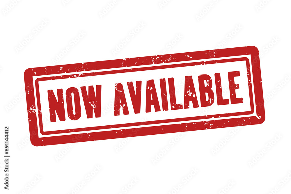 Now available symbol. A red stamp with words Now available. Isolated on ...