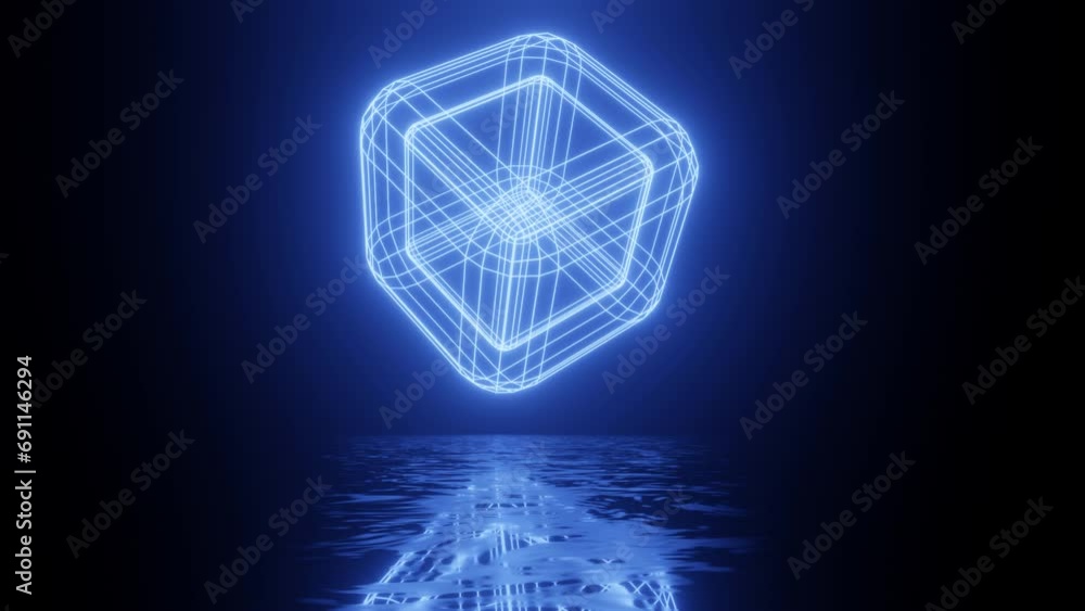 Blue neon boxes. Neon Design 4K video with various neon elements and a ...