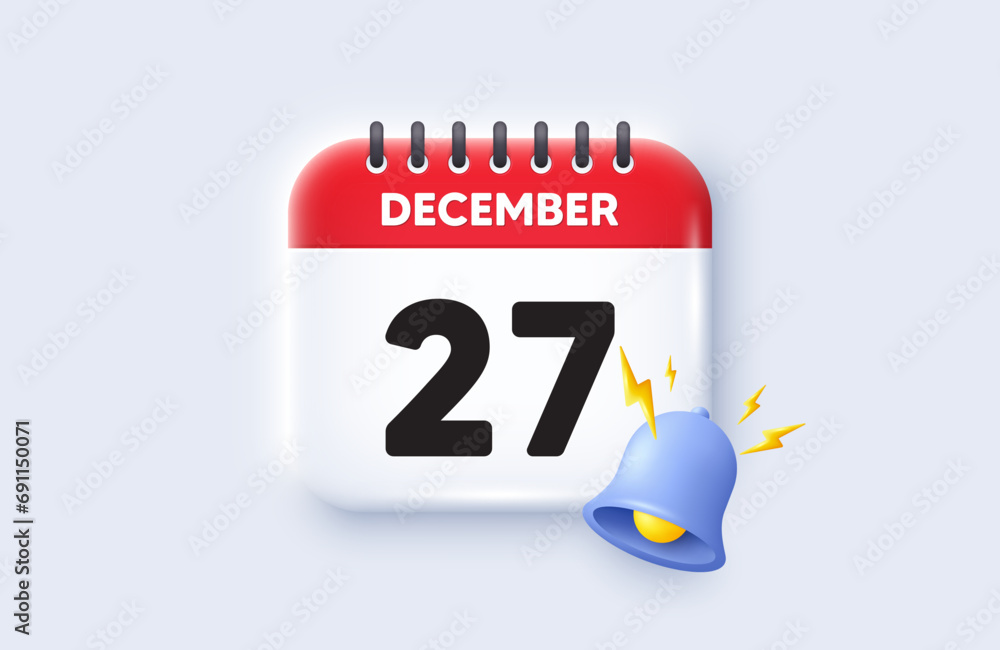 27th day of the month icon. Calendar date 3d icon. Event schedule date ...