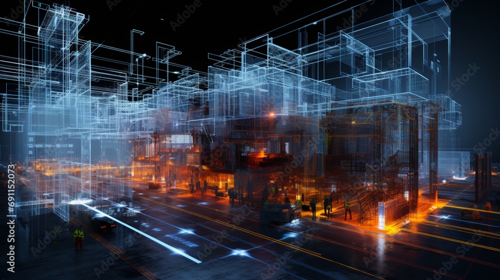 An AI-generated visualization of an AI-powered construction site ...