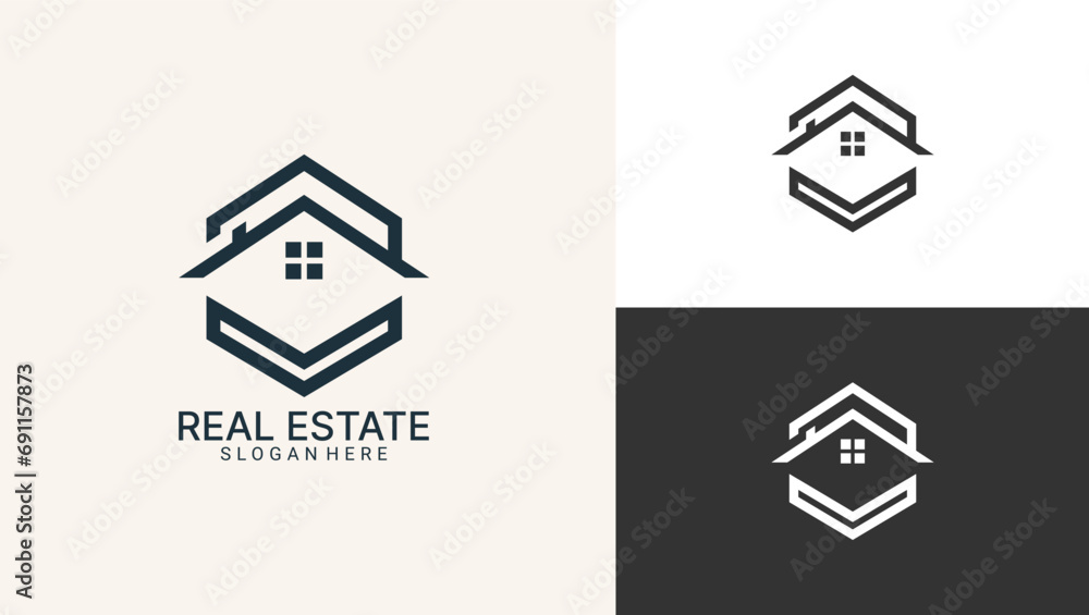 luxury real estate and property management logo design template for ...