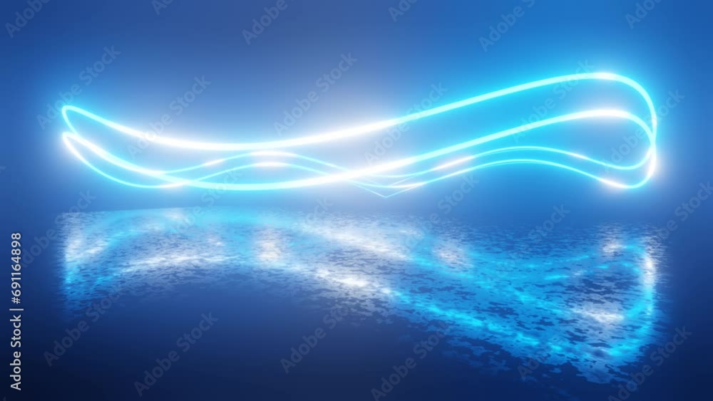 Neon curved rings spin. Neon Design 4K video with various neon elements ...