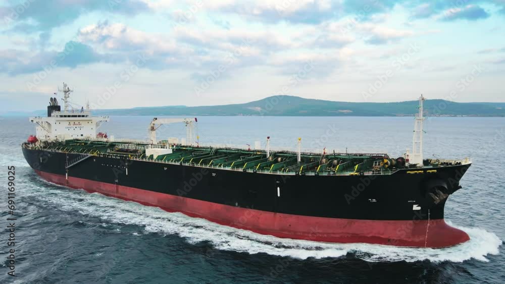 Oil tanker ship underway ship transport underway through Dardanelles ...