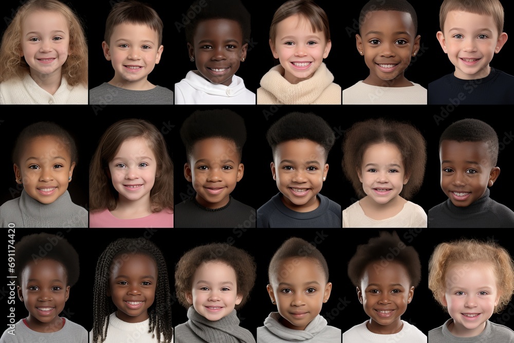 Diverse ethnic passport portraits capturing unique facial features in ...