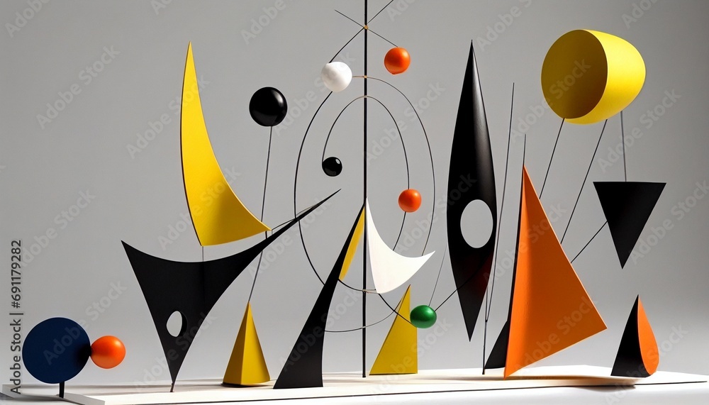 A model with dynamic and overlapping shapes, creating a sense of ...