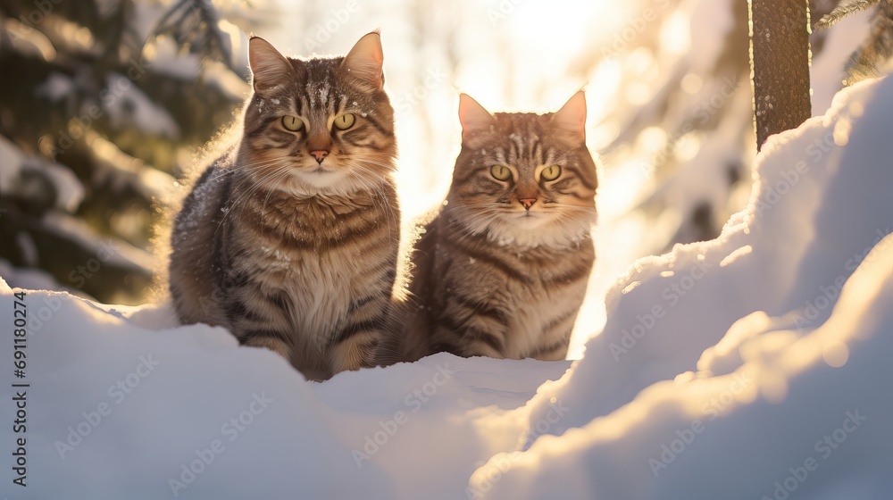 An image of wildcats who are curious and searching for something ...