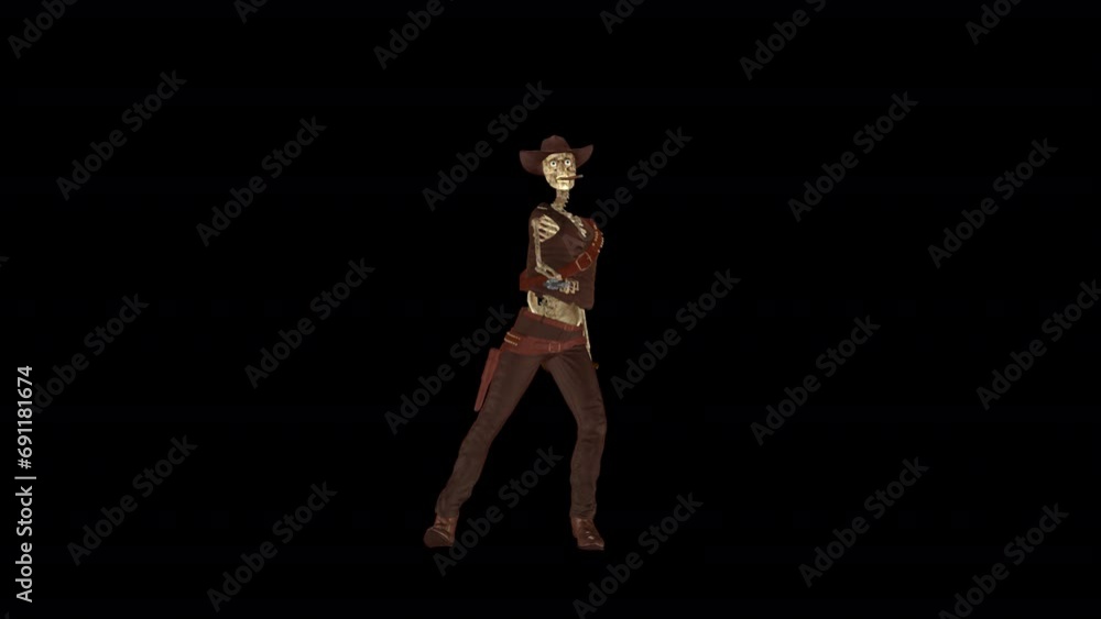 Funny Skeleton Outlaw Dance - II - Realistic 3D animation with alpha ...