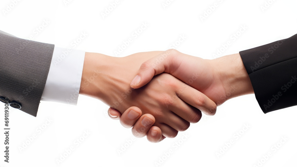 Professional handshake between on white background, hands in business ...