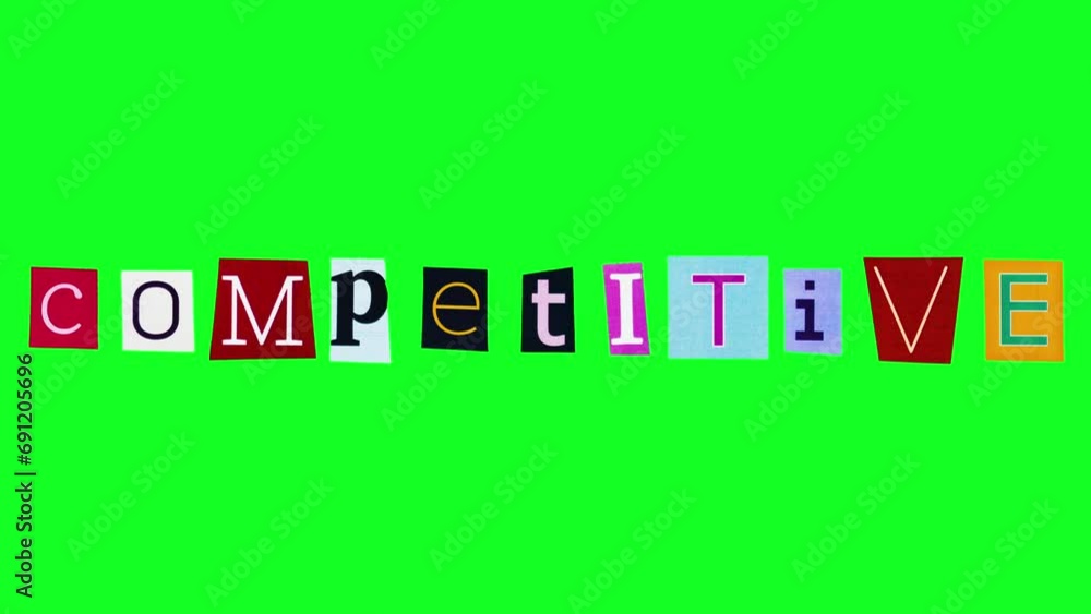 Competitive text on green screen background in loop animation of single ...
