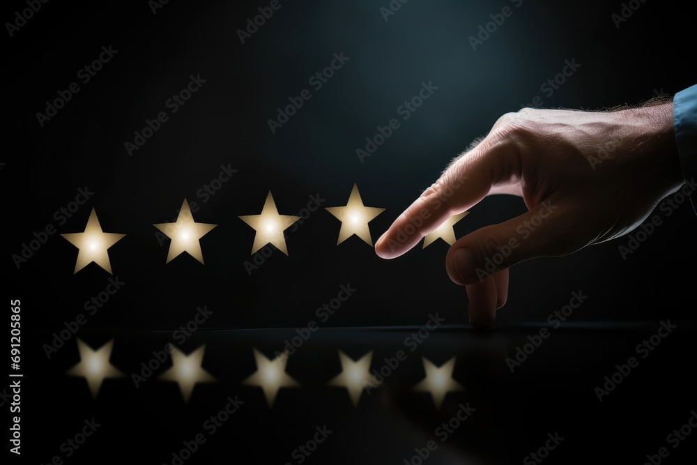Client is giving a thumbs up with a five star rating, Good customer ...
