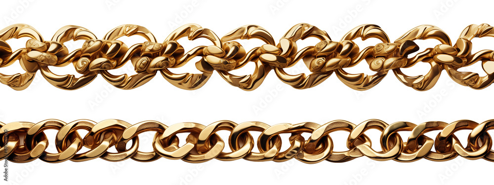 Golden chain border. Seamless luxury chains of different shapes ...
