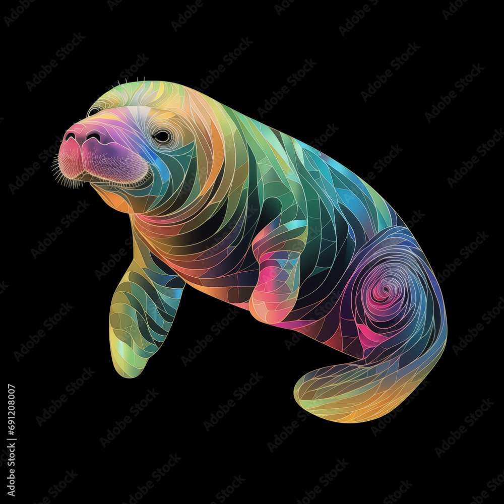 Adorable and gentle manatee reimagined as a colorful cow of the sea ...