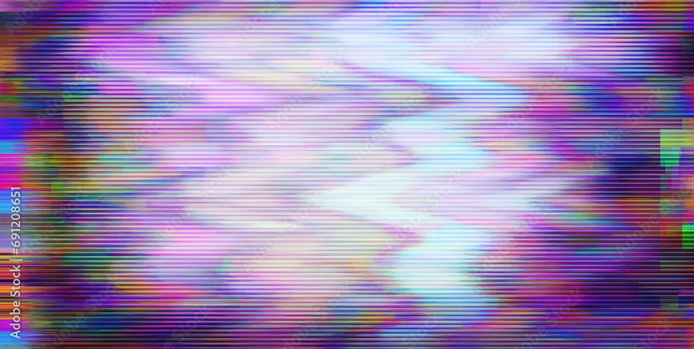 Glitched flickering screen with distortion, noise, and scanlines like ...